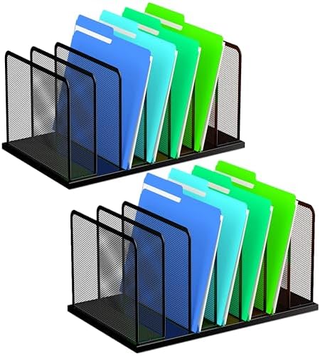 Amazon.com: Kuntine.B 2 Pack Desk File Organizer 7 Upright Mesh Desktop ...