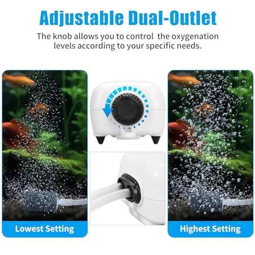 Snapklik.com : AQUANEAT Aquarium Air Pump, 100gal Fish Tank Air Bubbler ...