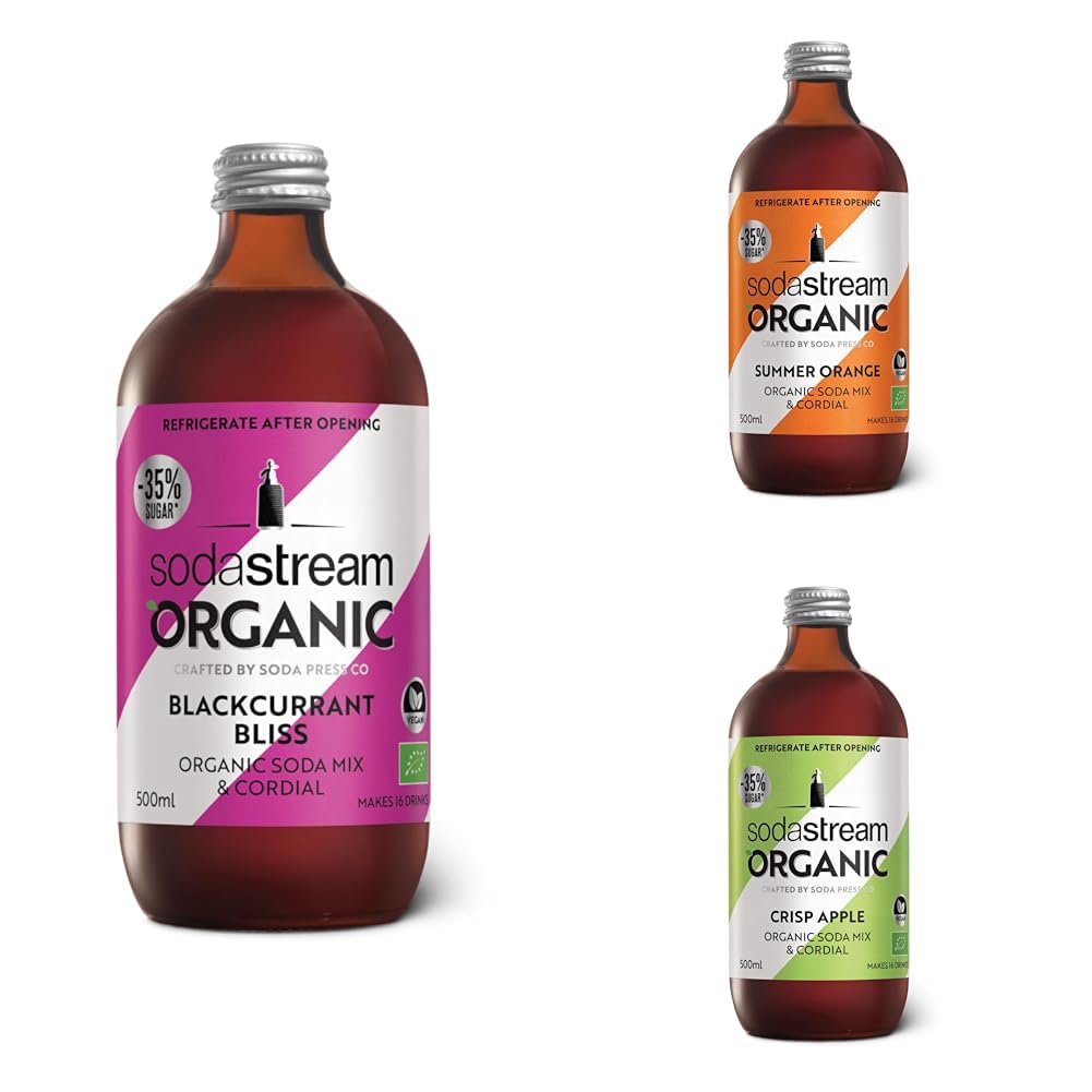 SodaStream Flavours Organic Drink Mixes, Orange, Blackcurrant & Apple ...