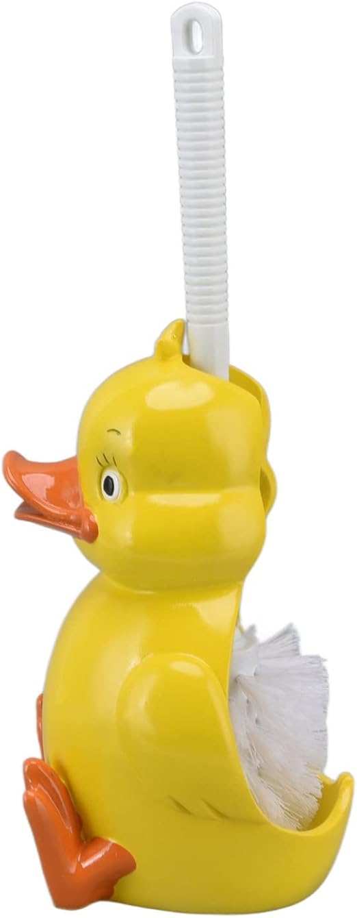 Akozon Cute Yellow Duck Toilet Brush with Holder - No Dead Angle ...