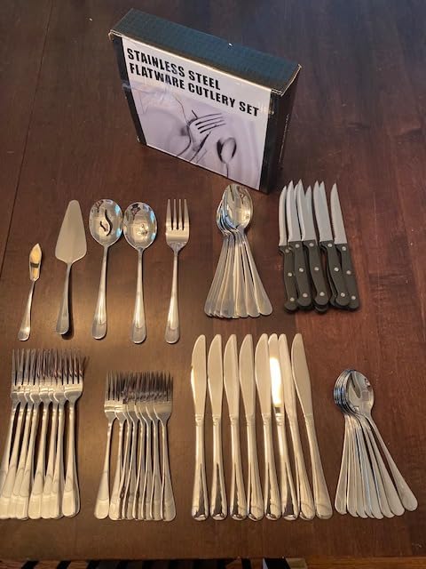 Amazon.com | 53-Piece Silverware Set with Steak Knives, Flatware Set ...