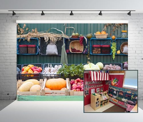 Amazon.com : Loccor 5x3ft Fabric Farmers Market Backdrop Vegetables ...