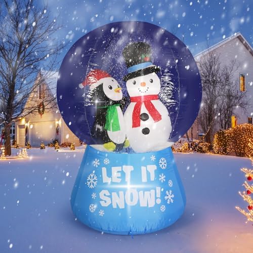 Amazon.com: 4 Foot Christmas Inflatable Joy Snowman Snow Globe Yard ...