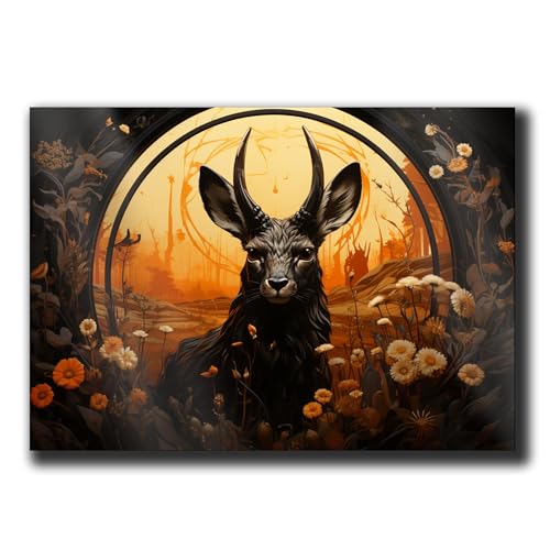 Amazon.com: Antelope Print With Bird Flying In The Background, Antelope ...