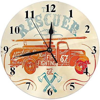 Amazon.com: Kovides Fire Dept Wall Art Retro Vinyl Record Clock Vintage ...