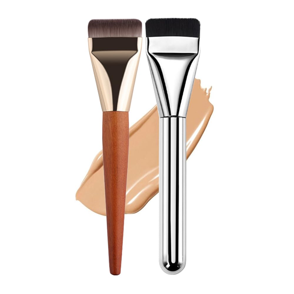 Amazon.com: 2 Count Flat Foundation Brush for Liquid makeup, Ultra Thin ...