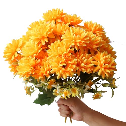 6 Pack Outdoor Indoor Artificial Fake Marigold Flowers - Want It All