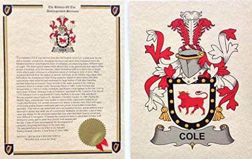Amazon.com: Cole - Coat of Arms and Last Name History - 8.5x11 Print ...