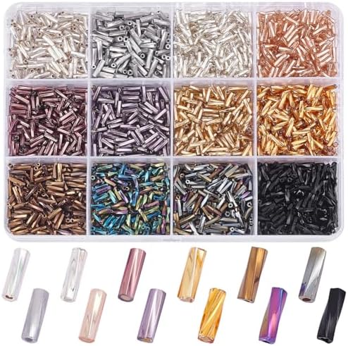 Amazon.com: PH PandaHall 3540pcs 12 Metallic Dark Colors Glass Bugle ...