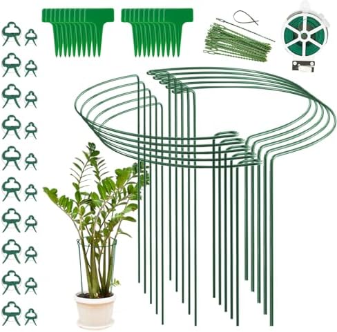 Thealyn 25 cm.W x 40 cm.H (10-Pack) Metal Plant Support Stakes Metal ...