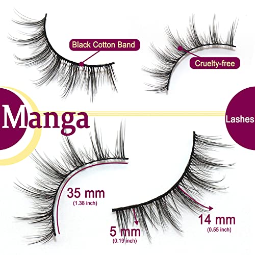 Manga Lashes, False Eyelashes 10 Pairs Natural Anime Lashes Wispy Soft ...