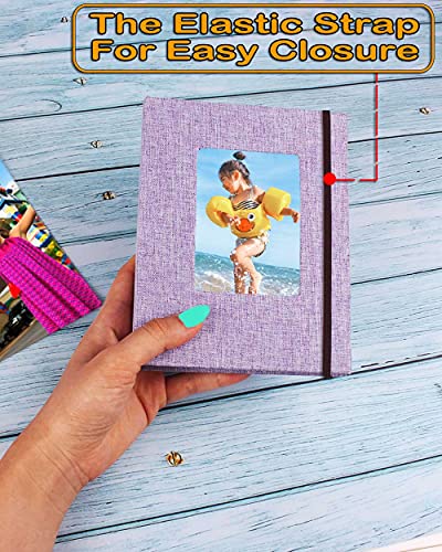 Small Photo Album 7×5 Clear Pages, Linen Cover with Front Window, 2 ...