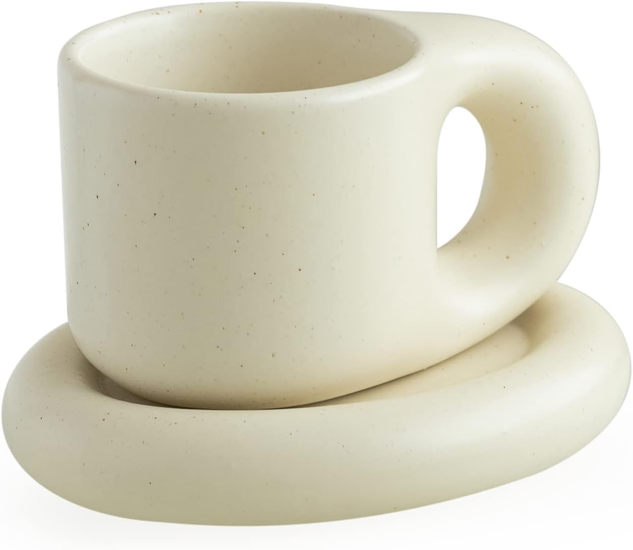 OCHS LIFESTYLE Ceramic Mug Saucer, Handmade Ceramic Biscuit Handle Mug ...