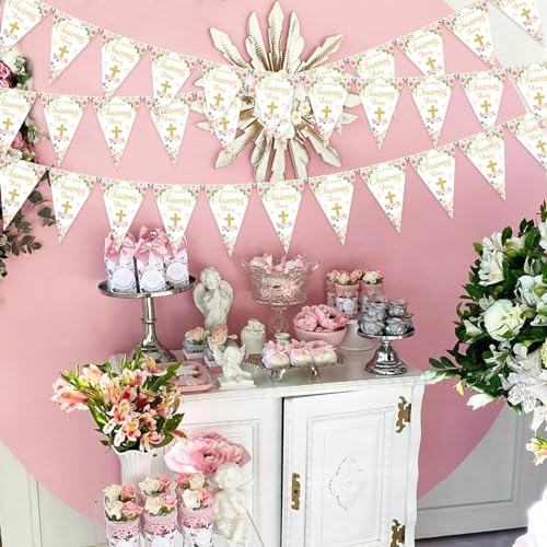 Christening Decorations for Girls Pink – 3 Pack Christening Decorations ...