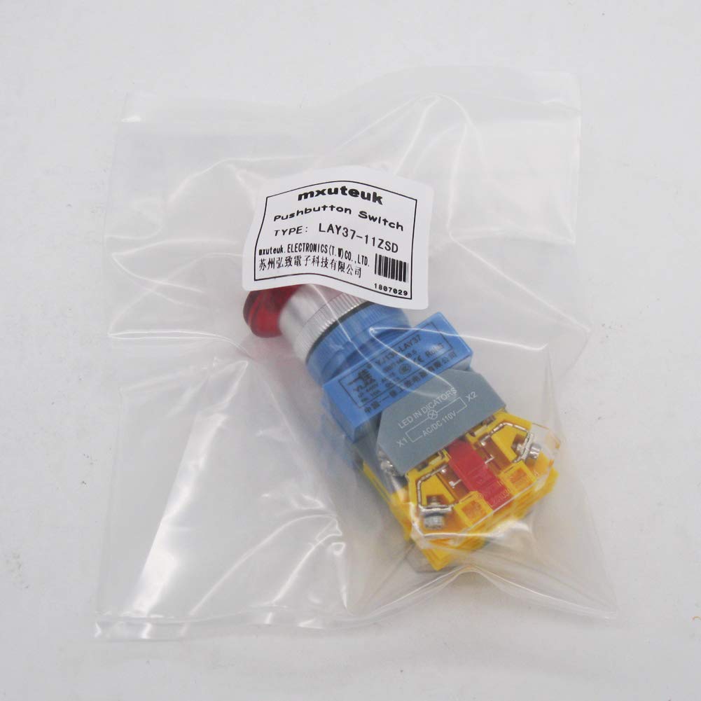 Snapklik.com : Mxuteuk 22mm 110/120V LED Light Red Mushroom Emergency ...