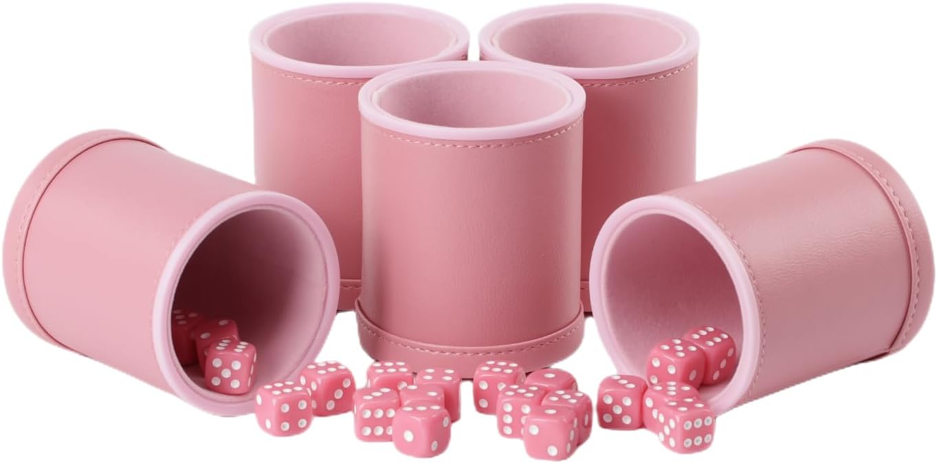 Amazon.com: 5 Pack PU Leather Dice Cups Velvet Felt-Lined Shaker Cups ...