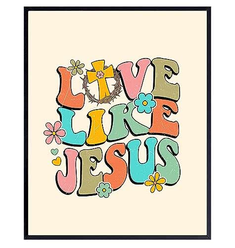 Amazon.com: 70s Retro Christian Wall Decor - Love Like Jesus Wall Art ...