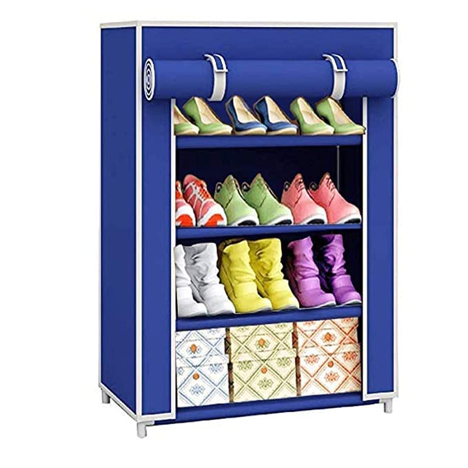 FASNO Multipurpose Portable Folding Shoe Rack 4 Layer Organizer with ...