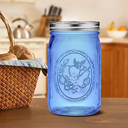 Snapklik.com : Eleganttime Blue Wide Mouth Mason Jars 32 Oz,6 Pack ...