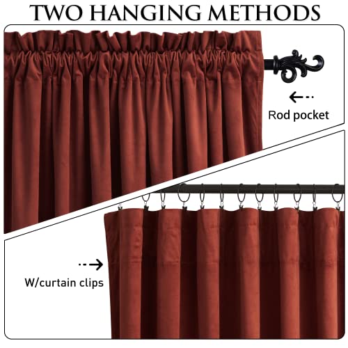 StangH Rust Red Velvet Curtains 2 Panels