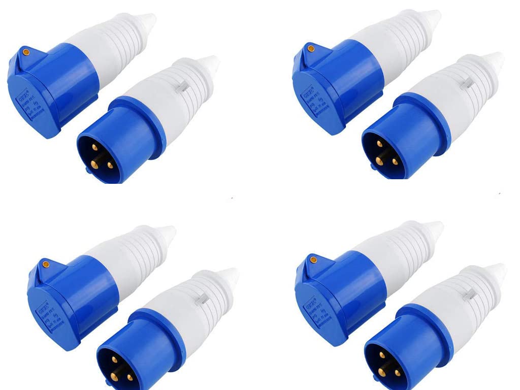 16A/3Pin Industrial Single Phase Plug Socket Coupler Set 220-250V by ...