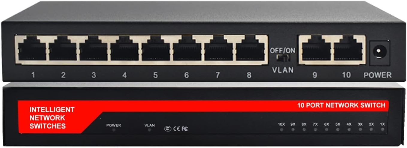 10 x 2.5 Gigabit Ports Ethernet Netzwerk Switch, Plug & Play 100 ...