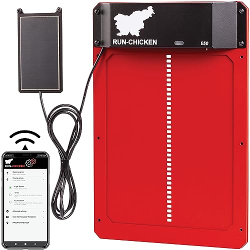 RUN-CHICKEN Solar Chicken Coop Door (Red) Automatic Chicken Coop Door ...