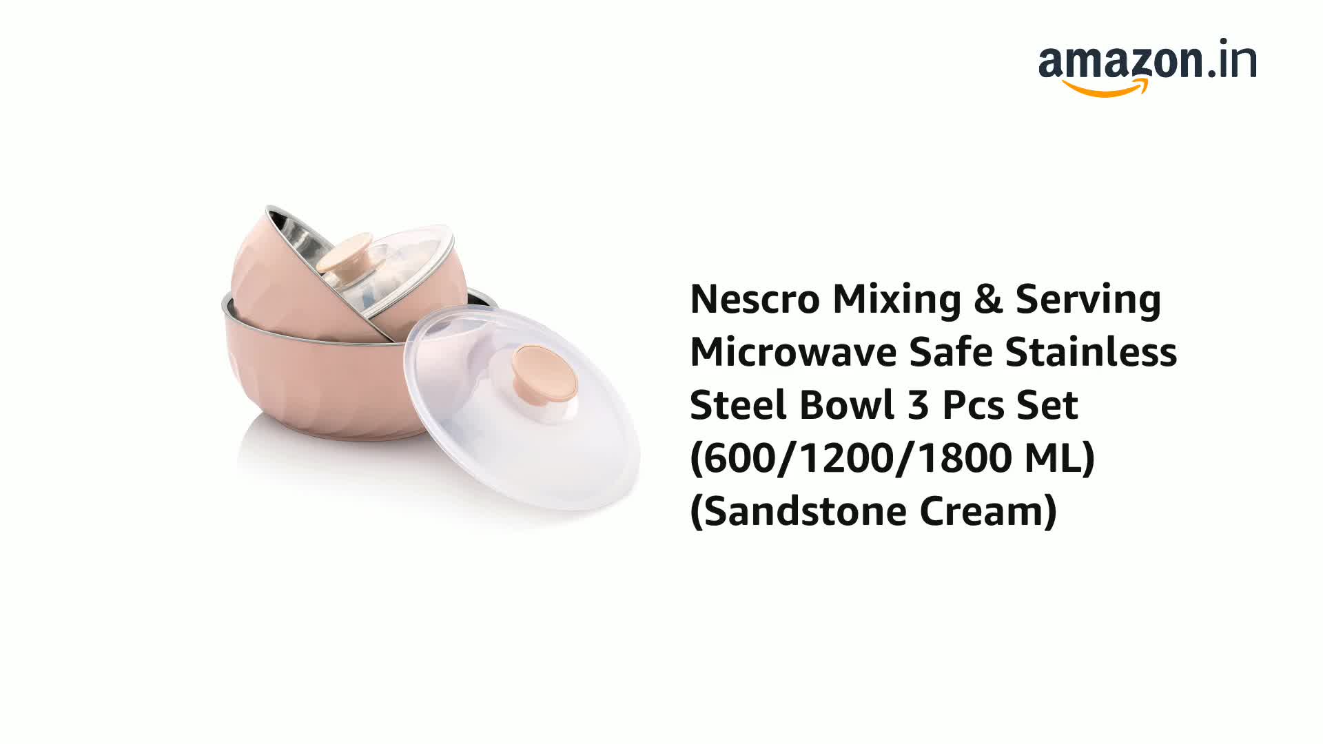 Watch Nescro Mixing & Serving Microwave Safe Stainless Steel Bowl 3 Pcs ...