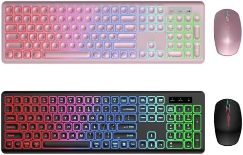 Amazon.com: 2 Pack Backlit Wireless Keyboard and Mouse Combo - RGB ...