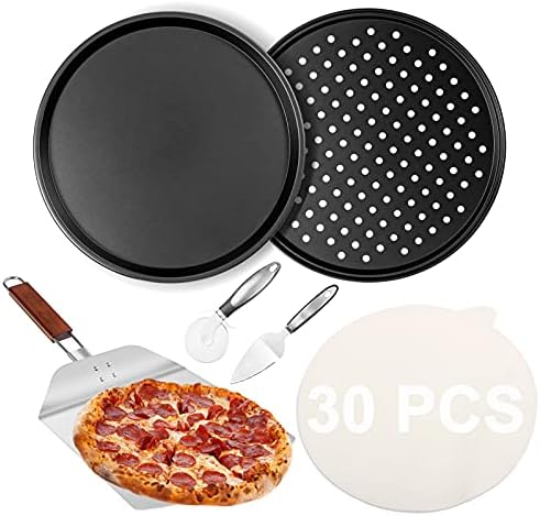 Pizza Pan Set Pizza Tray With Holes 12 Inch Nonstick Carbon Steel Round ...