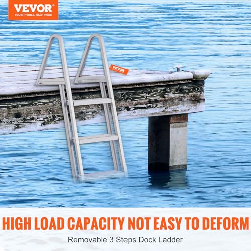 Snapklik.com : VEVOR Aluminum Dock Ladder 3 Steps, Removable Boat ...
