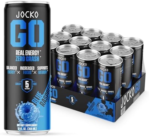 Amazon.com : Jocko Fuel Blue Raspberry Energy Drink, 12 Pack, 0 Sugar ...