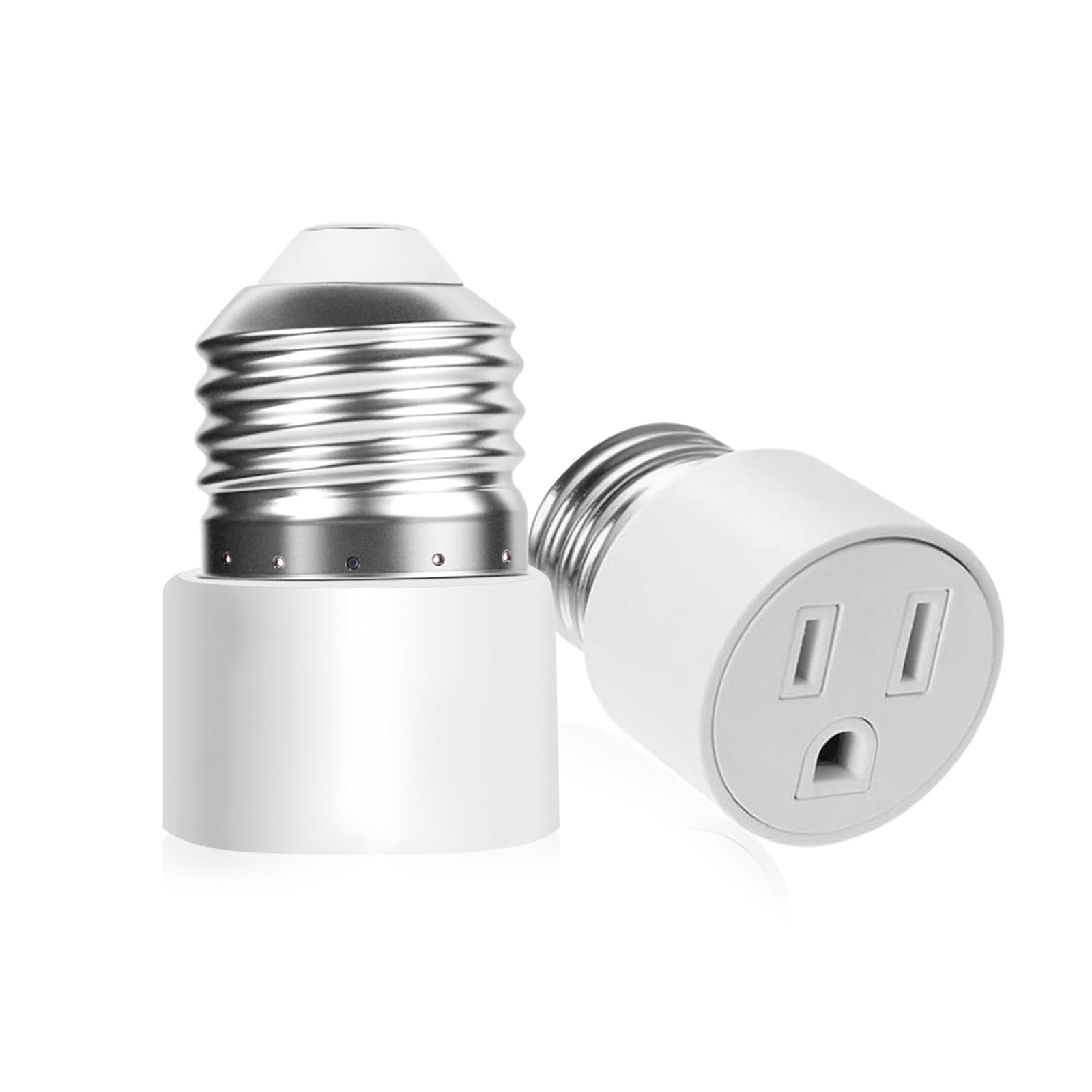 AOZBZ 2 Pack Light Socket Outlet Adapter - E26 Light Socket to 3 Prong ...
