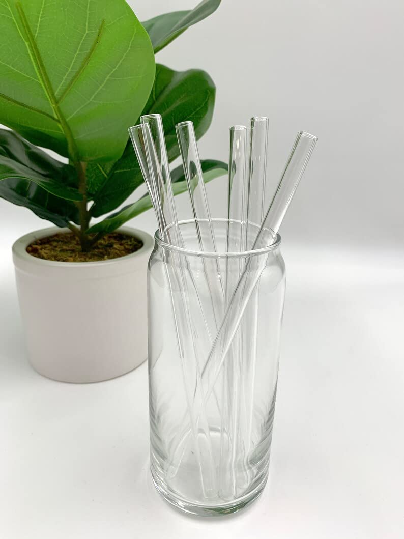 MGLASS - 4 Pack Reusable Glass Drinking Straws - 7" x 7 mm - Clear ...