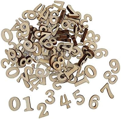 100Pcs Wooden Number Unfinished Wood Craft Numbers for DIY Crafts ...