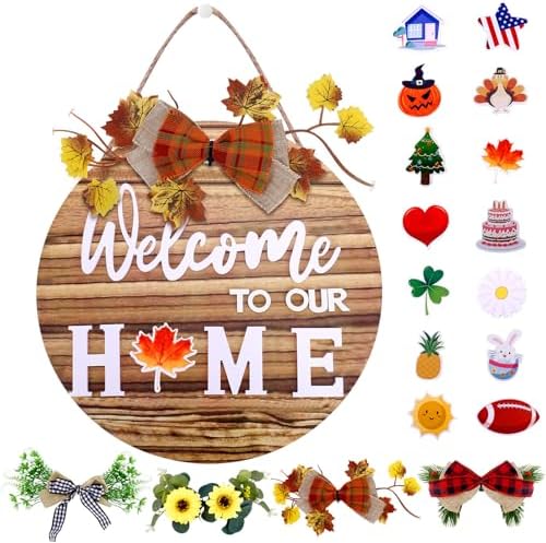 Amazon.com: Interchangeable Seasonal Welcome Sign for Front Door ...