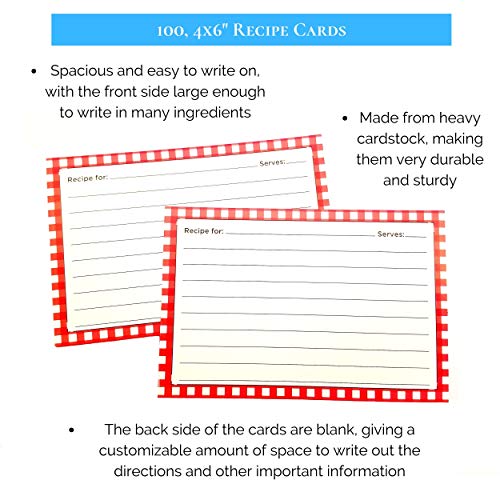 Recipe Box 100, 4x6 Cards + 9 Dividers + 1 Measuring Conversio