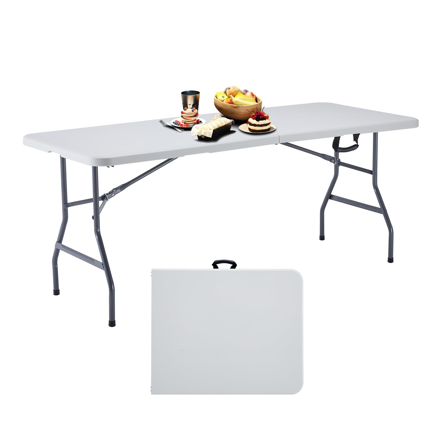 Snapklik.com : KAIHAOWIN Folding Table 6ft, Indoor/Outdoor Heavy Duty ...