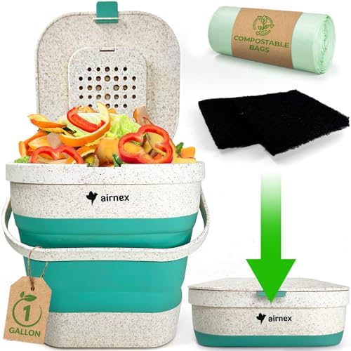 Amazon.com : Compost Tumbler, Teal Kitchen Compost Bin Countertop ...