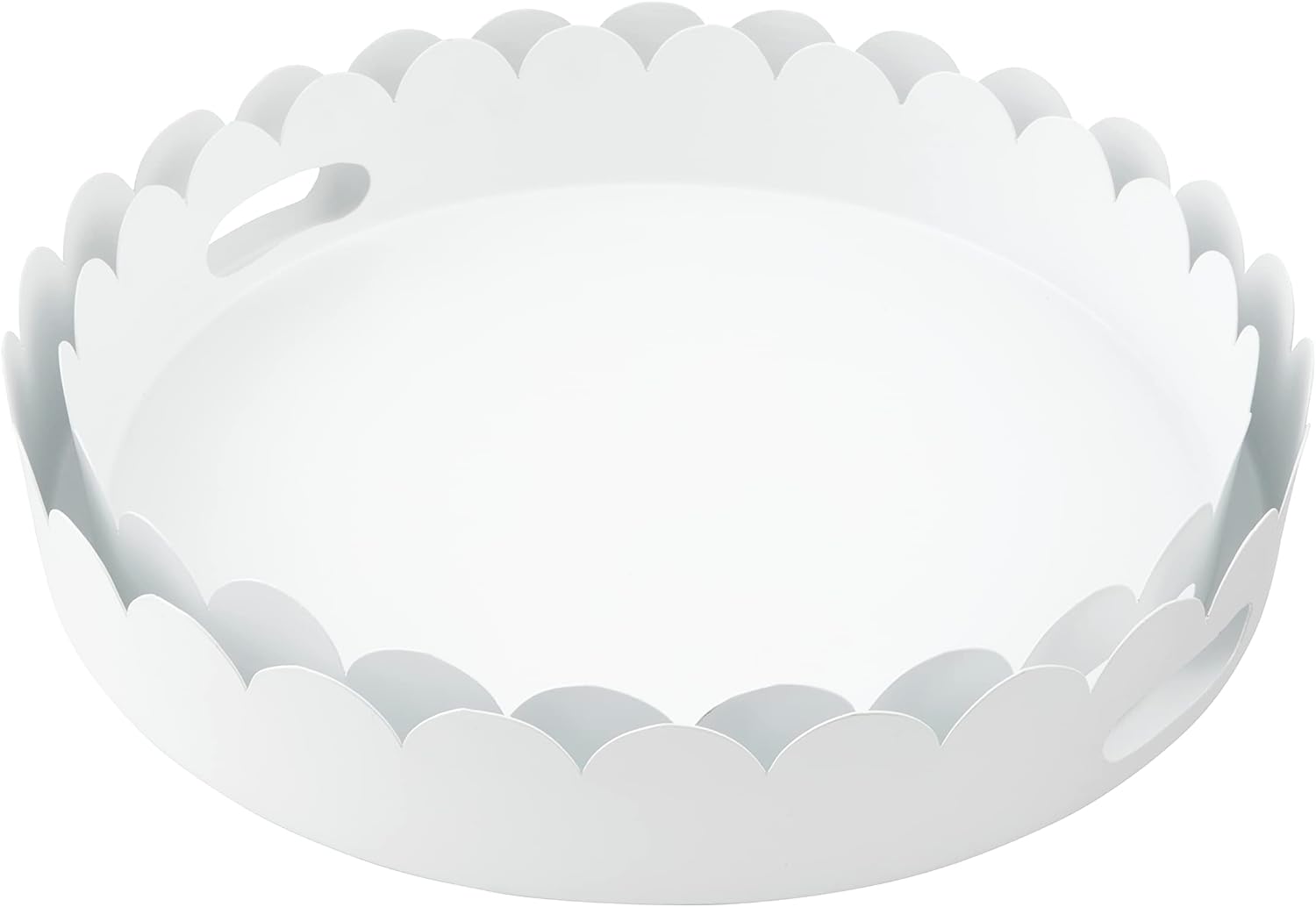Amazon.com: Mud Pie Nested Scalloped Metal Tray Set, 17" dia, White ...