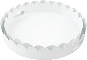 Amazon.com: Mud Pie Nested Scalloped Metal Tray Set, 17" dia, White ...