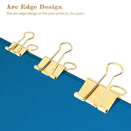Snapklik.com : Small Binder Clips, Gold, 3/4 Inch, Standard 19mm, 65 ...