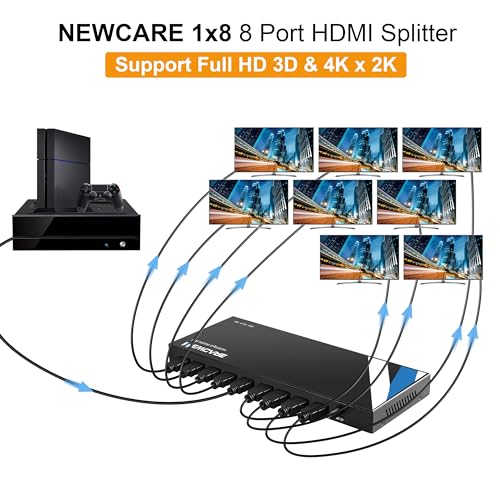 Snapklik.com : 4K 1x8 HDMI Splitter 1 In 8 Out, 8 Port Powered HDMI ...
