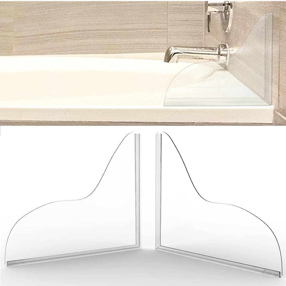 2Pcs Shower Splash Guard,Self-Glue Shower Splash Guard for Bathtub ...