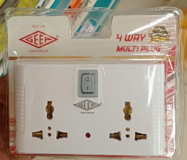 Electric Plug Socket | 4 Way Multiplug Adaptor with 2 Universal Sockets ...