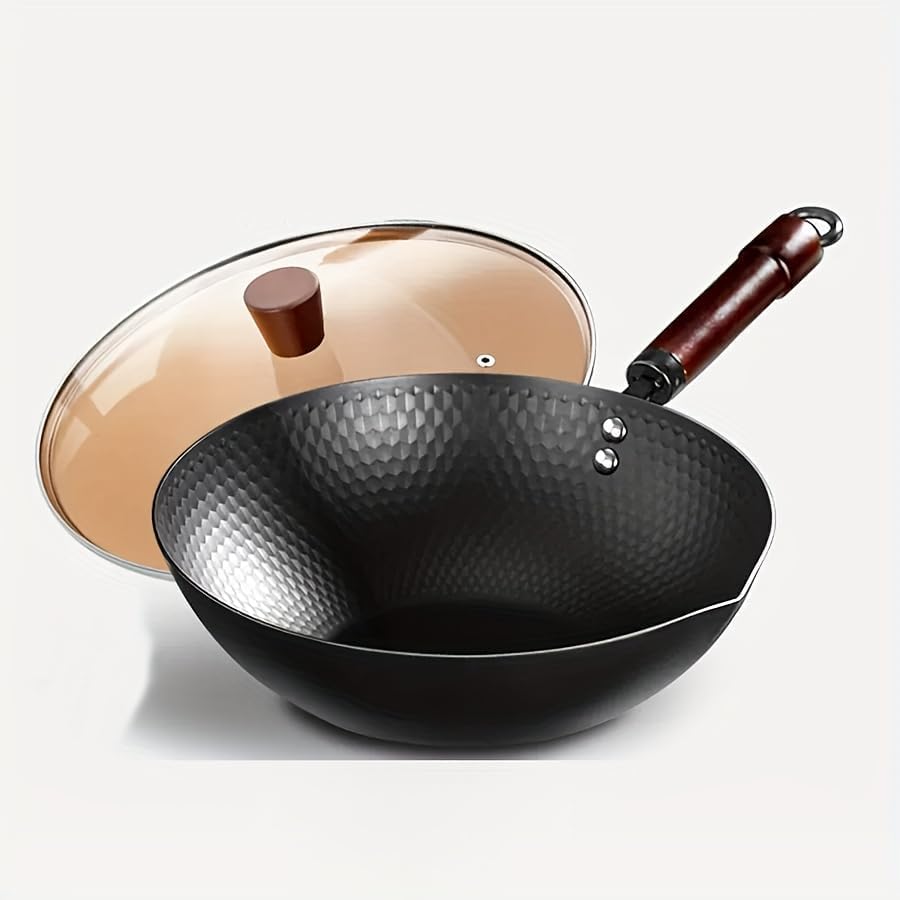Amazon.com: Amercook Cast Iron Wok, Frying Pan, Chinese Wok, Flat ...