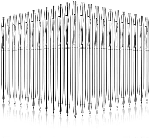 Amazon.com : Wikult 6 Pack Silver Slim Metal Ballpoint Pen, 1mm Medium ...