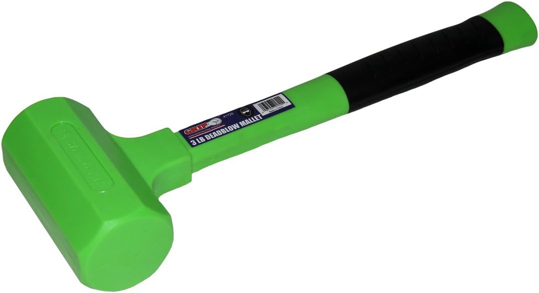 Grip 3 lb Deadblow Hammer - Green/Black - Steel Shot Filled Head ...