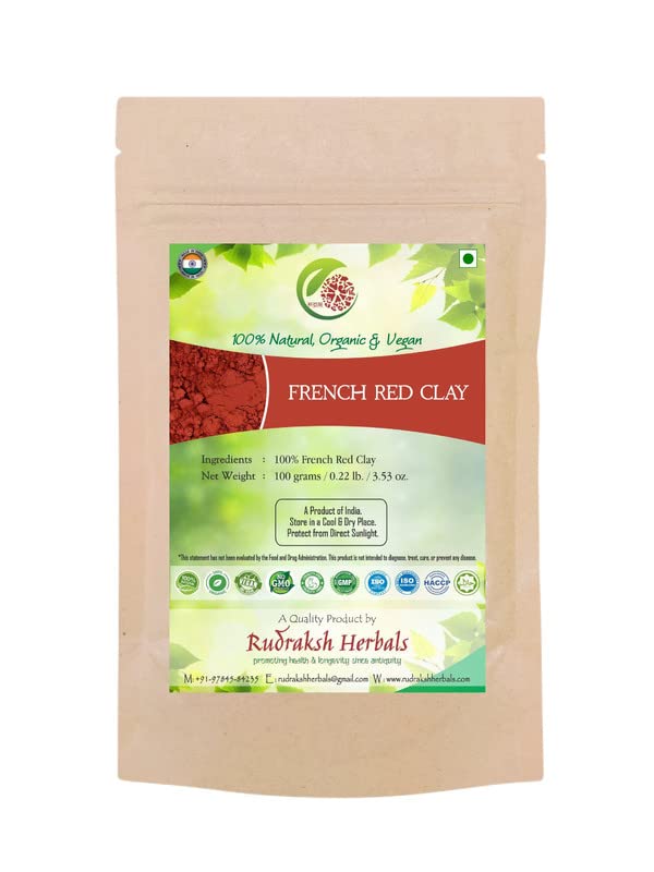 Rudraksh Herbal French Red Clay powder for Face and Skin Care (100gm) : Amazon.in: Beauty