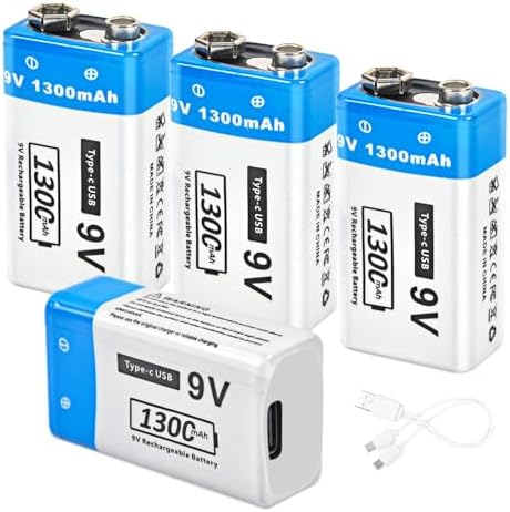 Amazon.com: TAYUZH 9V Rechargeable Batteries, 1300mAh 9 Volts Li-Ion ...
